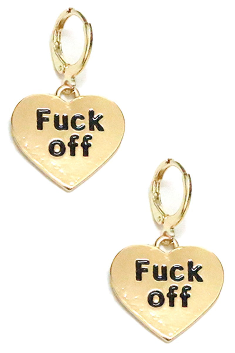 Fuck Off Heart Huggie Earrings 